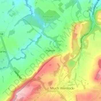 Homer topographic map, elevation, terrain