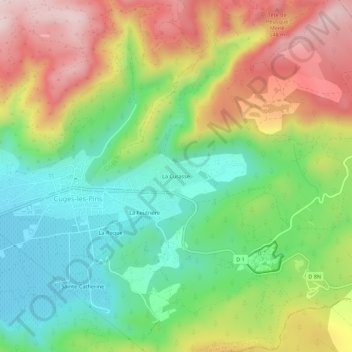 La Curasse topographic map, elevation, terrain