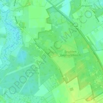 Hunebed D7 Boswachterij Schipborg topographic map, elevation, terrain