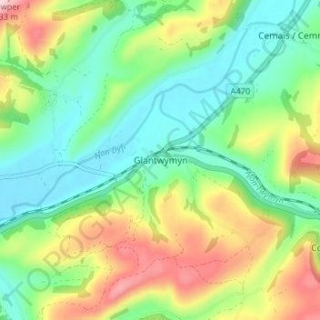 Cemmaes Road topographic map, elevation, terrain