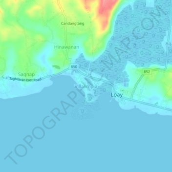 Villalimpia topographic map, elevation, terrain