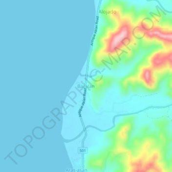 Bacalan topographic map, elevation, terrain