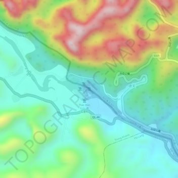 Ban Gioc (Detian) waterfall topographic map, elevation, terrain