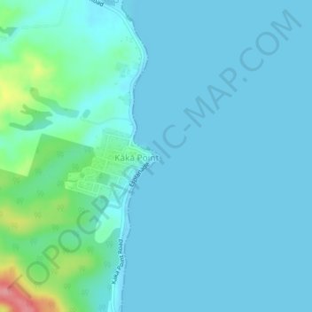 Kaka Point topographic map, elevation, terrain