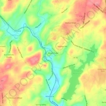 Mount Cuba topographic map, elevation, terrain