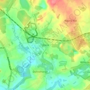 Moira topographic map, elevation, terrain