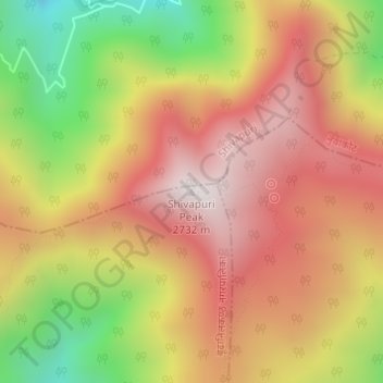 Shivapuri Peak topographic map, elevation, terrain