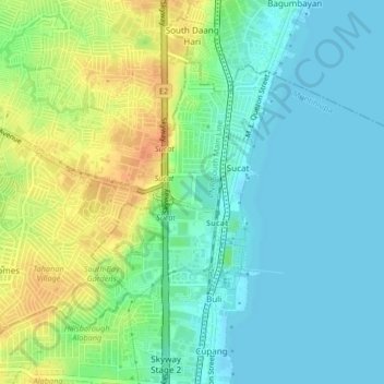 Sucat topographic map, elevation, terrain