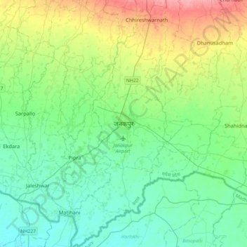 Janakpur topographic map, elevation, terrain