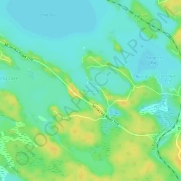 Bala Bay topographic map, elevation, terrain