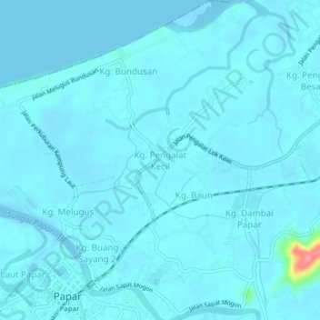 Small Pengalat Island topographic map, elevation, terrain