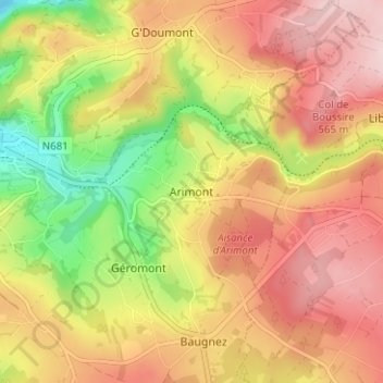 Arimont topographic map, elevation, terrain