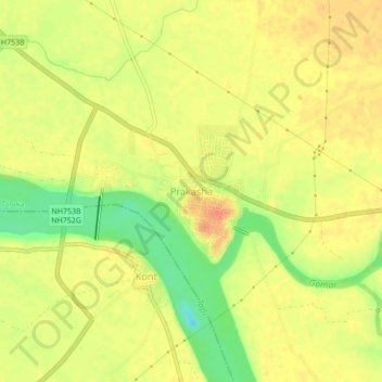 Prakasha topographic map, elevation, terrain