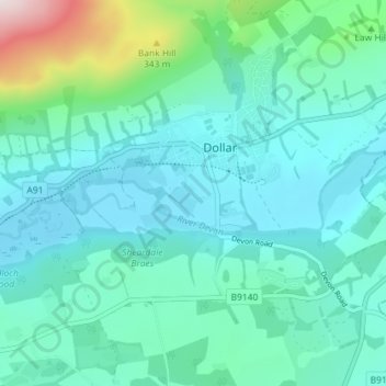 Lower Mains topographic map, elevation, terrain