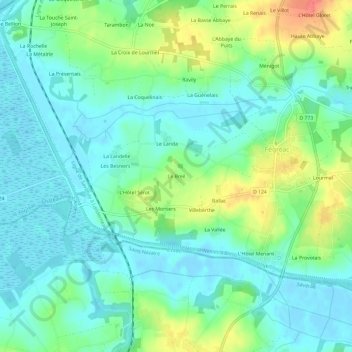 Le Breil topographic map, elevation, terrain
