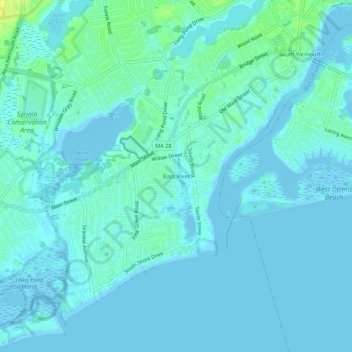 Bass River topographic map, elevation, terrain