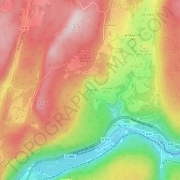 Les Combes topographic map, elevation, terrain