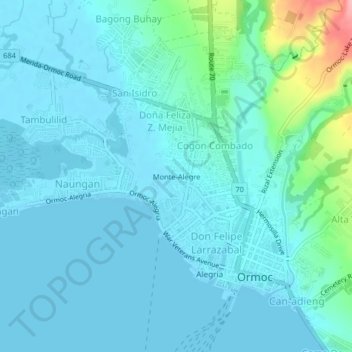 Montebello topographic map, elevation, terrain