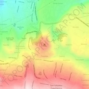 Teoca topographic map, elevation, terrain