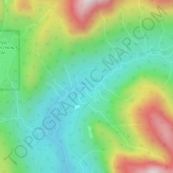 Grotto Falls topographic map, elevation, terrain