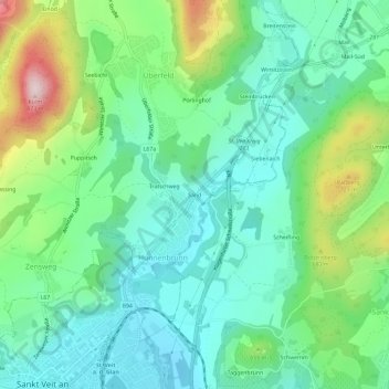 Sand topographic map, elevation, terrain