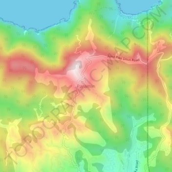 Paramin topographic map, elevation, terrain
