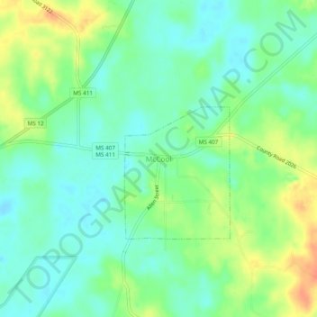 McCool topographic map, elevation, terrain