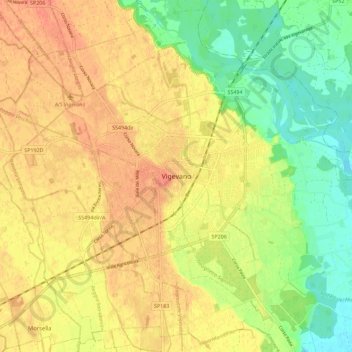 Vigevano topographic map, elevation, terrain