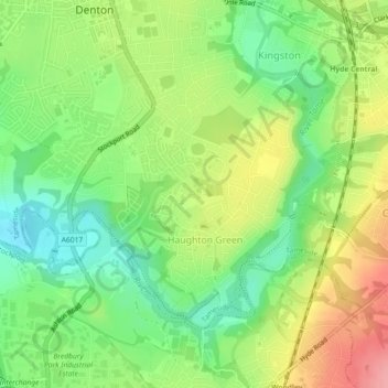 Haughton Green Park topographic map, elevation, terrain