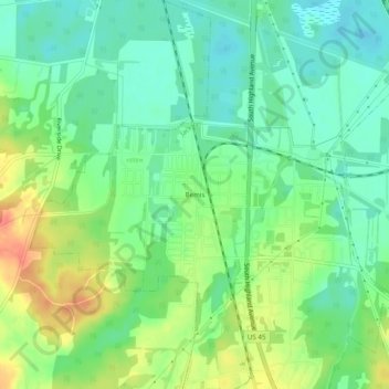 Bemis topographic map, elevation, terrain