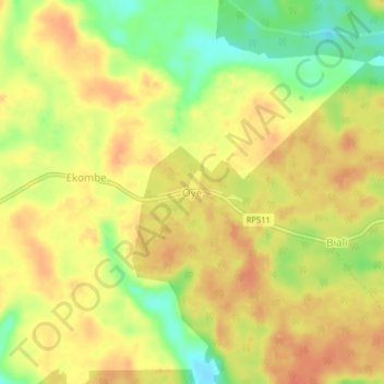 Oye topographic map, elevation, terrain