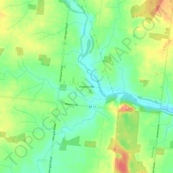 Hawkesville topographic map, elevation, terrain