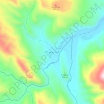Wupperthal topographic map, elevation, terrain