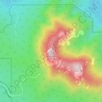 Saddle Mountain topographic map, elevation, terrain