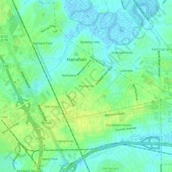 The Farms topographic map, elevation, terrain