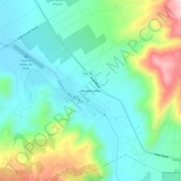 Pauma Valley topographic map, elevation, terrain