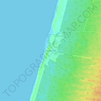 Praia da Tocha topographic map, elevation, terrain
