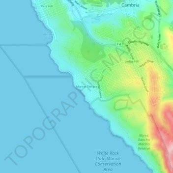 Marine Terrace topographic map, elevation, terrain