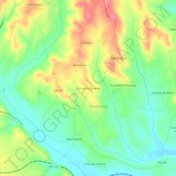 Carvalhal Grande topographic map, elevation, terrain