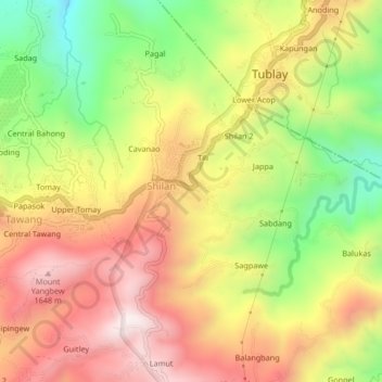 Shilan 1 topographic map, elevation, terrain