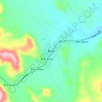 Ilula topographic map, elevation, terrain