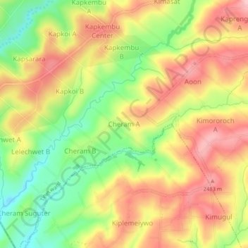 Cheram A topographic map, elevation, terrain
