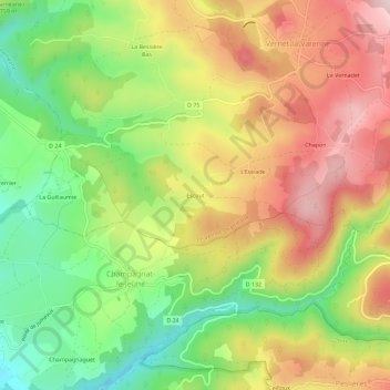 Escout topographic map, elevation, terrain