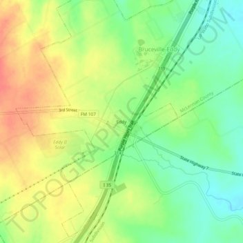 Eddy topographic map, elevation, terrain