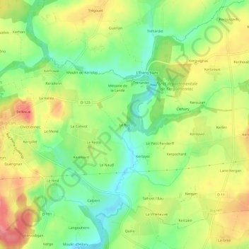 Le Roc topographic map, elevation, terrain