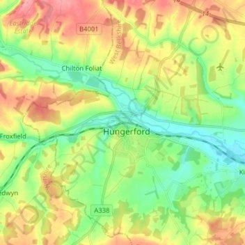 Hungerford topographic map, elevation, terrain