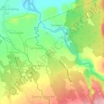 Suba topographic map, elevation, terrain