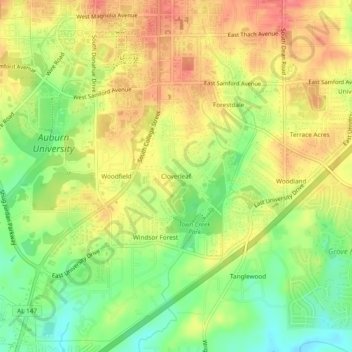 Cloverleaf topographic map, elevation, terrain