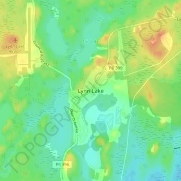 Lynn Lake topographic map, elevation, terrain