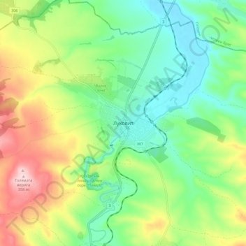 Lukovit topographic map, elevation, terrain